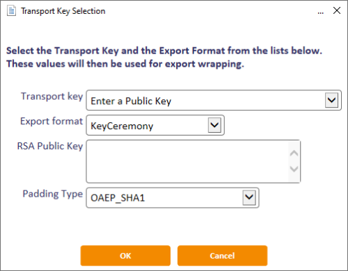Using RSA transport keys