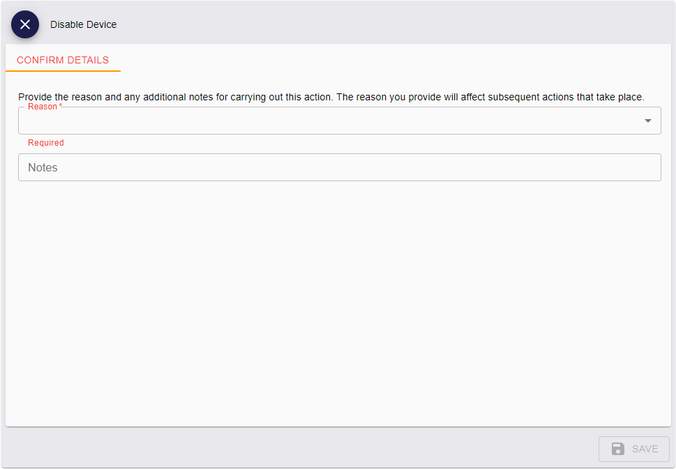 Enabling and disabling devices