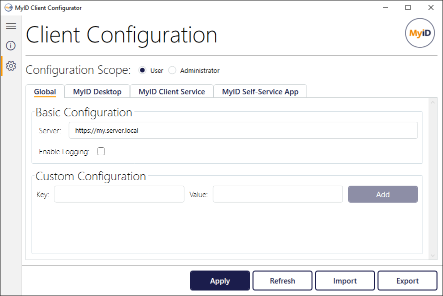 MyID Client Configurator