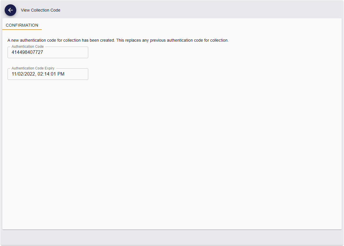Sending a collection code